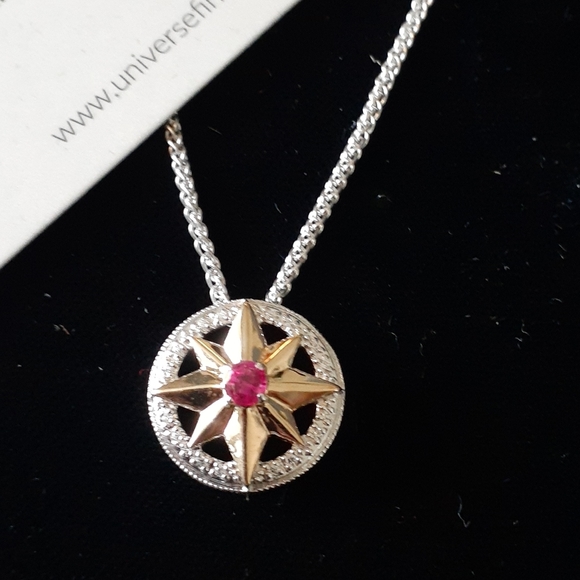 Marvel | Jewelry | Capt Marvel 925 Silver Necklace Swarovski Ruby Cz ...